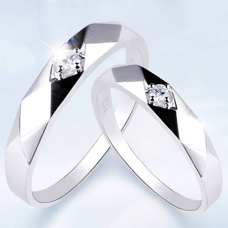 Round Cut Moissanite 14K White Gold Rhombus Wedding Band – Evani Naomi ...